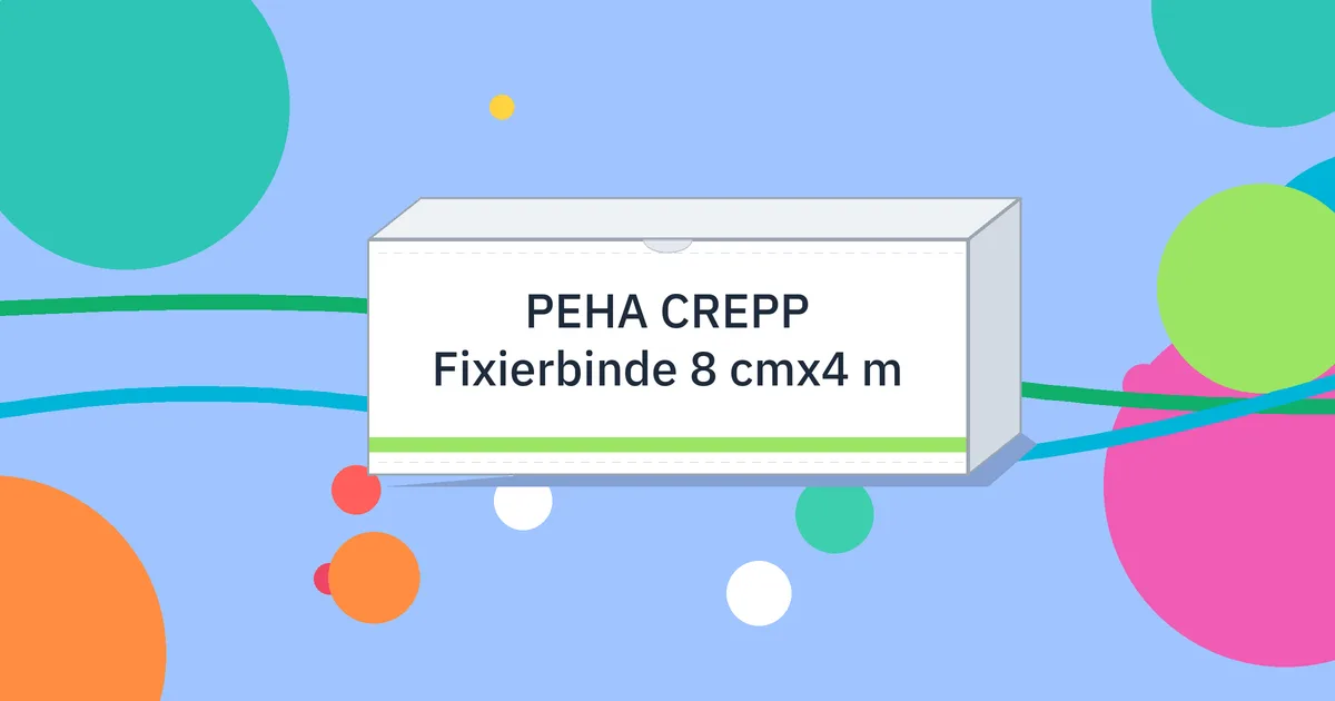 Symbolbild: Packung mit der Aufschrift PEHA CREPP Fixierbinde 8 cmx4 m (PZN 18716360) – Verfügbarkeit und Bezug in Apotheken in Frankfurt am Main