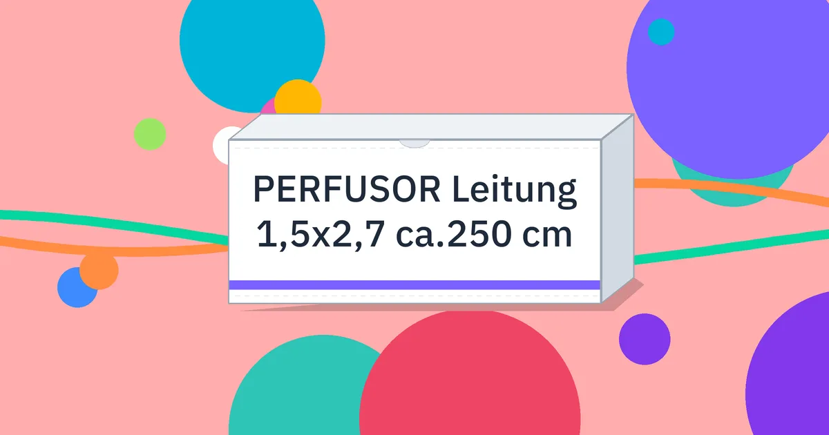 Symbolbild: Packung mit der Aufschrift PERFUSOR Leitung 1,5x2,7 ca.250 cm (PZN 05143230) – Verfügbarkeit und Bezug in Apotheken in Frankfurt am Main