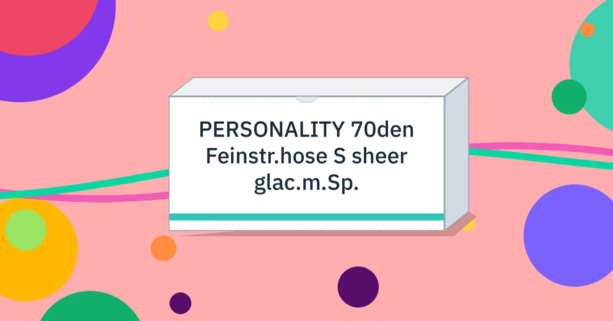 Symbolbild: Packung mit der Aufschrift PERSONALITY 70den Feinstr.hose S sheer glac.m.Sp. (PZN 16189442) – Verfügbarkeit und Bezug in Apotheken in Frankfurt am Main
