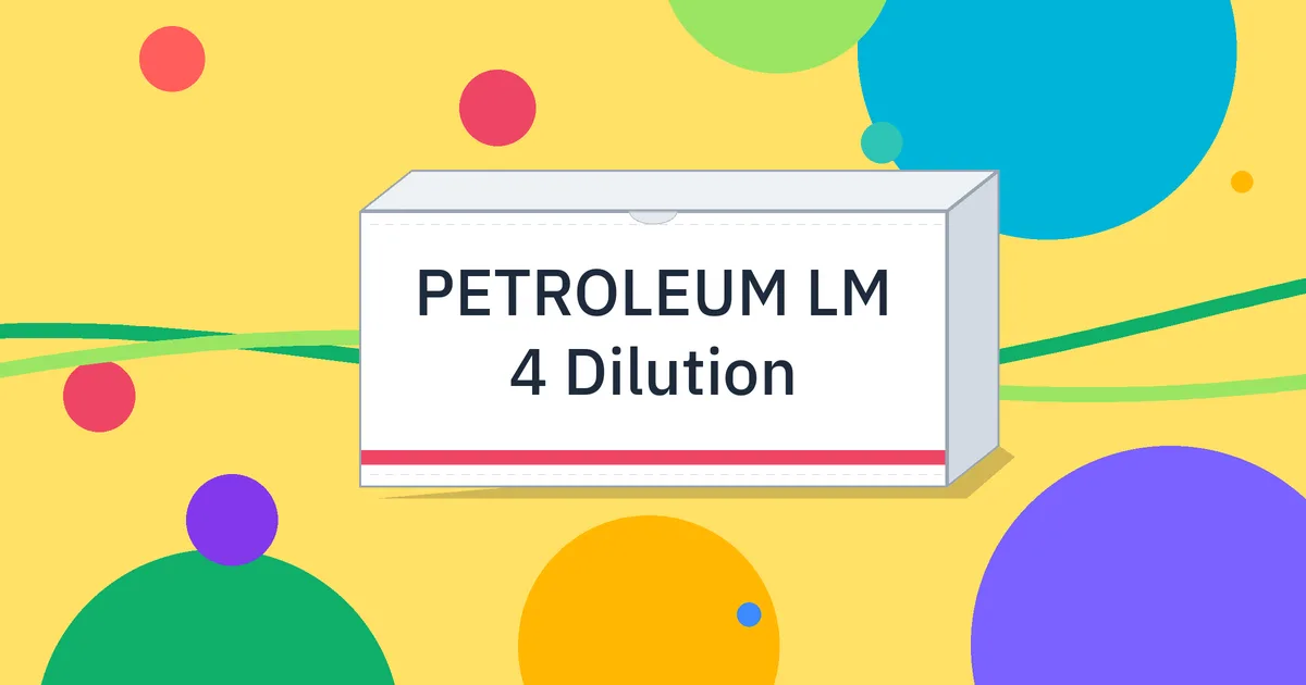 Symbolbild: Packung mit der Aufschrift PETROLEUM LM 4 Dilution (PZN 12977591) – Verfügbarkeit und Bezug in Apotheken in Frankfurt am Main