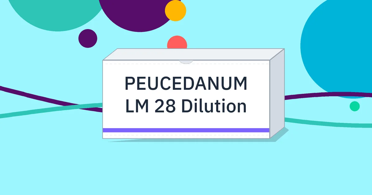 Symbolbild: Packung mit der Aufschrift PEUCEDANUM LM 28 Dilution (PZN 13636679) – Verfügbarkeit und Bezug in Apotheken in Frankfurt am Main