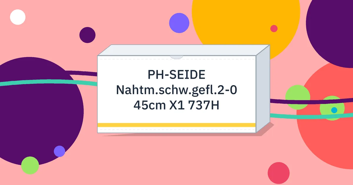 Symbolbild: Packung mit der Aufschrift PH-SEIDE Nahtm.schw.gefl.2-0 45cm X1 737H (PZN 14360357) – Verfügbarkeit und Bezug in Apotheken in Frankfurt am Main