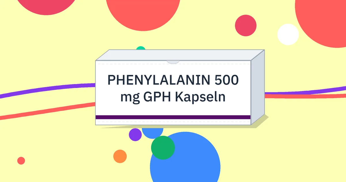 Symbolbild: Packung mit der Aufschrift PHENYLALANIN 500 mg GPH Kapseln (PZN 00128444) – Verfügbarkeit und Bezug in Apotheken in Frankfurt am Main
