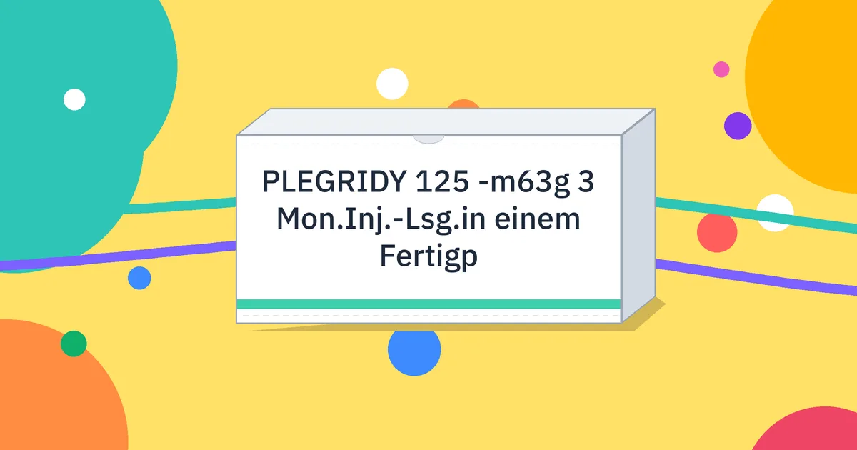 Symbolbild: Packung mit der Aufschrift PLEGRIDY 125 -m63g 3 Mon.Inj.-Lsg.in einem Fertigp (PZN 16606785) – Verfügbarkeit und Bezug in Apotheken in Frankfurt am Main