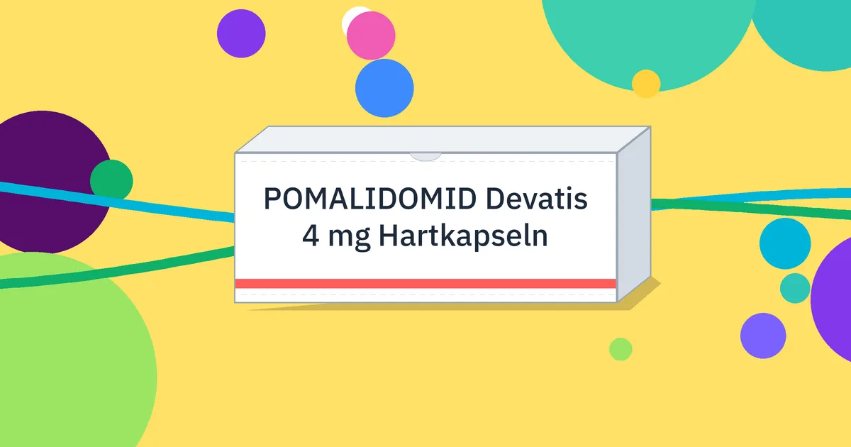 Symbolbild: Packung mit der Aufschrift POMALIDOMID Devatis 4 mg Hartkapseln (PZN 20045045) – Verfügbarkeit und Bezug in Apotheken in Frankfurt am Main