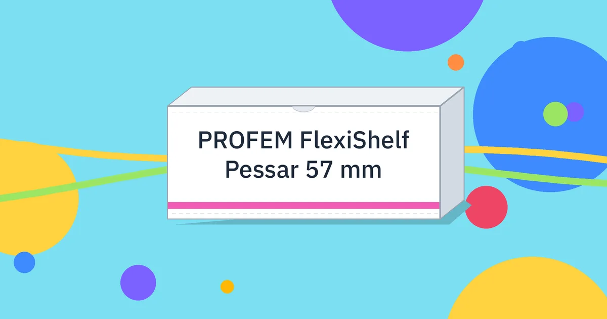 Symbolbild: Packung mit der Aufschrift PROFEM FlexiShelf Pessar 57 mm (PZN 19641380) – Verfügbarkeit und Bezug in Apotheken in Frankfurt am Main