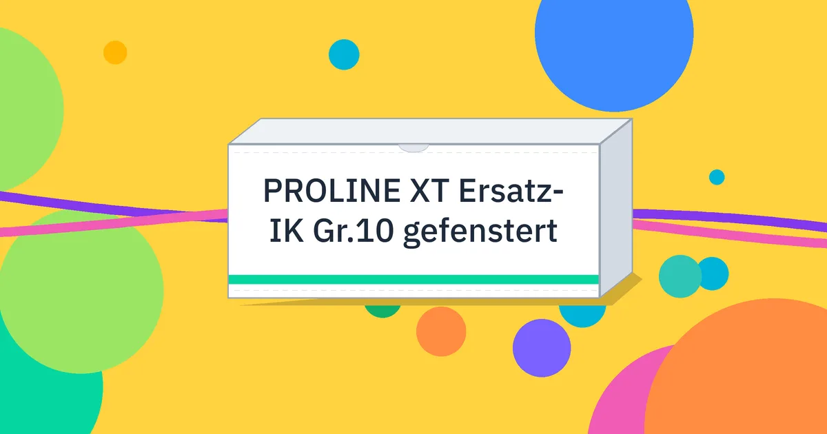 Symbolbild: Packung mit der Aufschrift PROLINE XT Ersatz-IK Gr.10 gefenstert (PZN 17600158) – Verfügbarkeit und Bezug in Apotheken in Frankfurt am Main