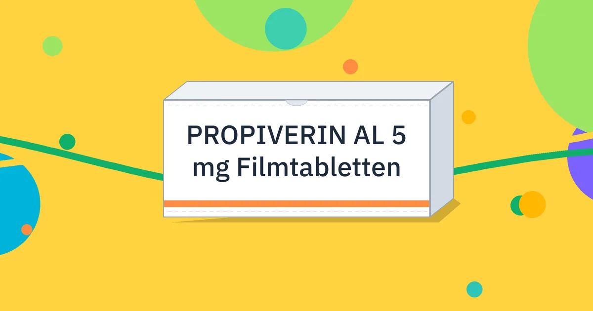 Symbolbild: Packung mit der Aufschrift PROPIVERIN AL 5 mg Filmtabletten (PZN 05123440) – Verfügbarkeit und Bezug in Apotheken in Frankfurt am Main