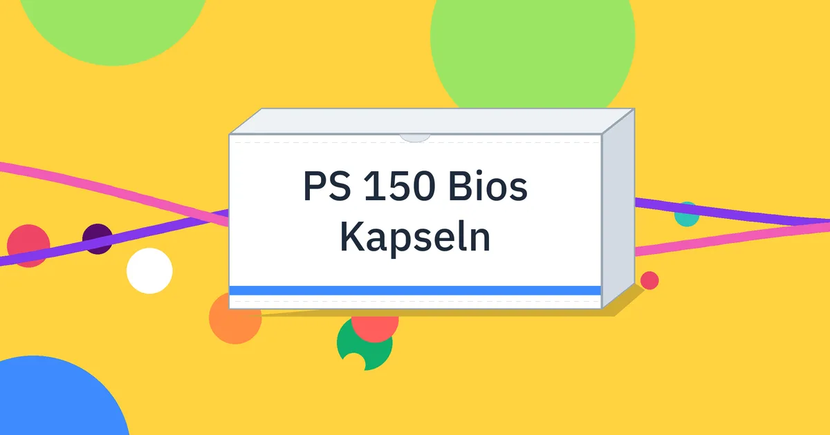 Symbolbild: Packung mit der Aufschrift PS 150 Bios Kapseln (PZN 08430496) – Verfügbarkeit und Bezug in Apotheken in Frankfurt am Main