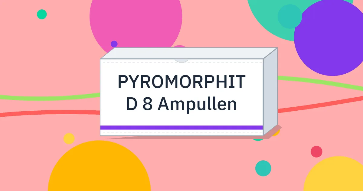 Symbolbild: Packung mit der Aufschrift PYROMORPHIT D 8 Ampullen (PZN 01625558) – Verfügbarkeit und Bezug in Apotheken in Frankfurt am Main