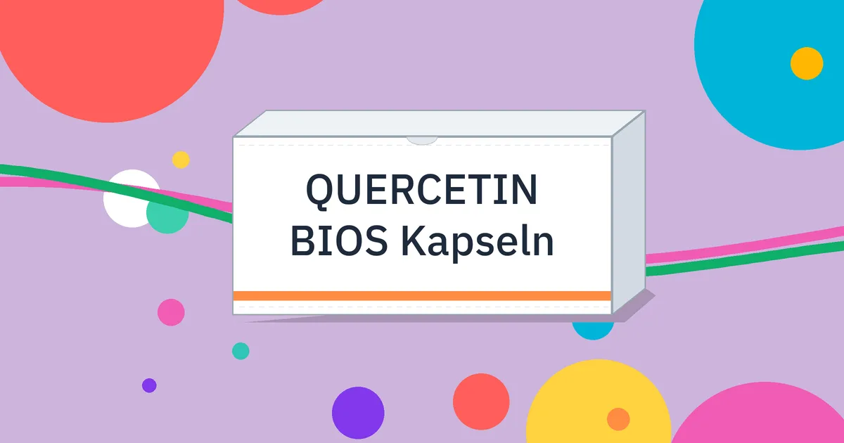 Symbolbild: Packung mit der Aufschrift QUERCETIN BIOS Kapseln (PZN 05996398) – Verfügbarkeit und Bezug in Apotheken in Frankfurt am Main
