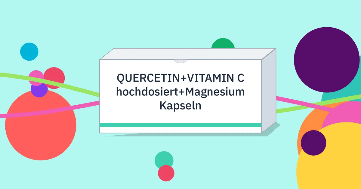Symbolbild: Packung mit der Aufschrift QUERCETIN+VITAMIN C hochdosiert+Magnesium Kapseln (PZN 18492191) – Verfügbarkeit und Bezug in Apotheken in Frankfurt am Main