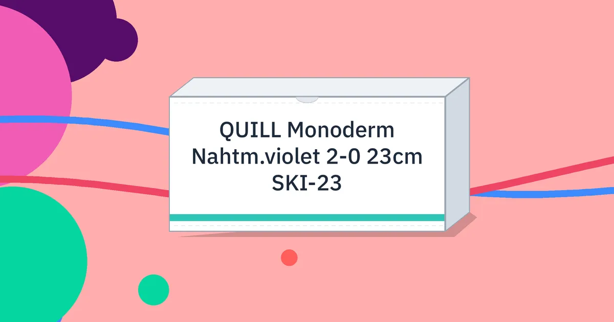 Symbolbild: Packung mit der Aufschrift QUILL Monoderm Nahtm.violet 2-0 23cm SKI-23 (PZN 17988257) – Verfügbarkeit und Bezug in Apotheken in Frankfurt am Main