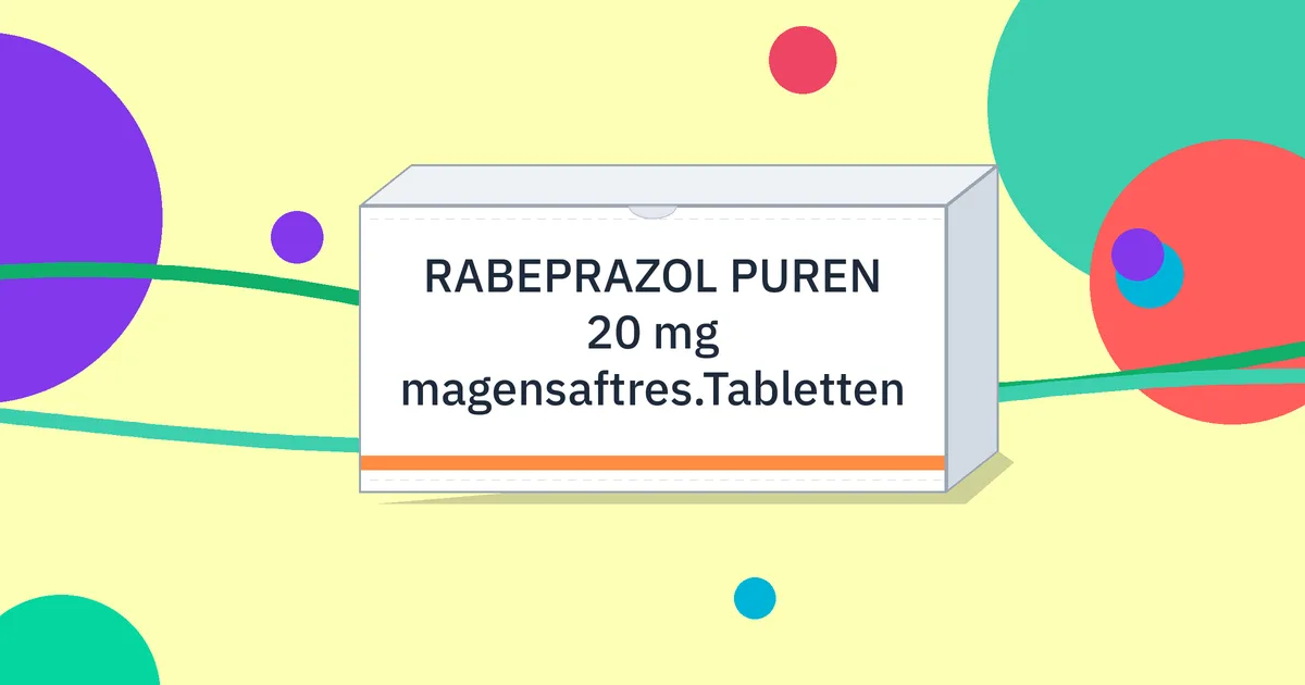 Symbolbild: Packung mit der Aufschrift RABEPRAZOL PUREN 20 mg magensaftres.Tabletten (PZN 11357863) – Verfügbarkeit und Bezug in Apotheken in Frankfurt am Main