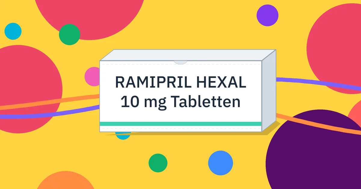 Symbolbild: Packung mit der Aufschrift RAMIPRIL HEXAL 10 mg Tabletten (PZN 00761928) – Verfügbarkeit und Bezug in Apotheken in Frankfurt am Main