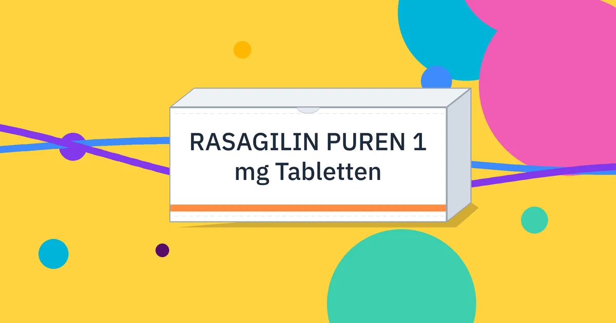 Symbolbild: Packung mit der Aufschrift RASAGILIN PUREN 1 mg Tabletten (PZN 11537720) – Verfügbarkeit und Bezug in Apotheken in Frankfurt am Main