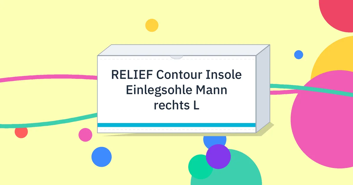 Symbolbild: Packung mit der Aufschrift RELIEF Contour Insole Einlegsohle Mann rechts L (PZN 14255554) – Verfügbarkeit und Bezug in Apotheken in Frankfurt am Main
