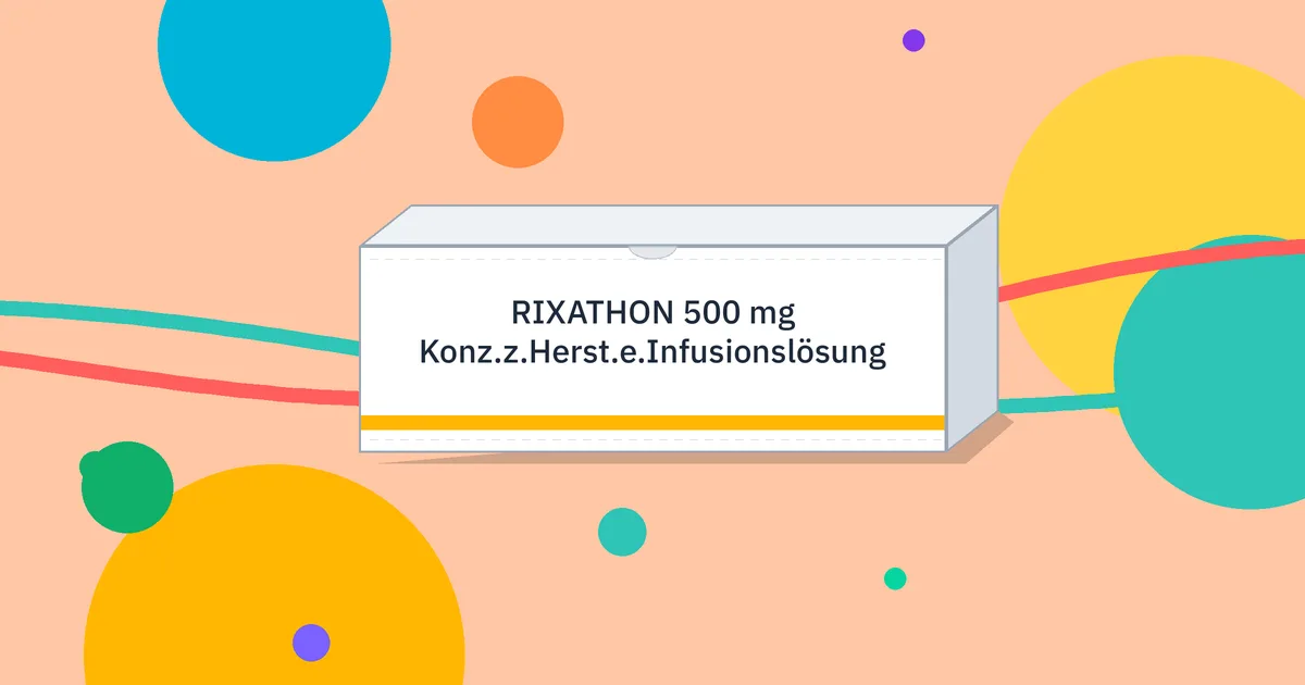 Symbolbild: Packung mit der Aufschrift RIXATHON 500 mg Konz.z.Herst.e.Infusionslösung (PZN 19630904) – Verfügbarkeit und Bezug in Apotheken in Frankfurt am Main