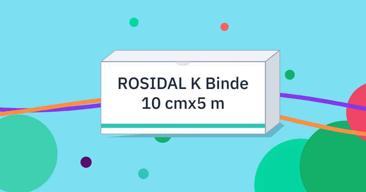 Symbolbild: Packung mit der Aufschrift ROSIDAL K Binde 10 cmx5 m (PZN 19376498) – Verfügbarkeit und Bezug in Apotheken in Frankfurt am Main