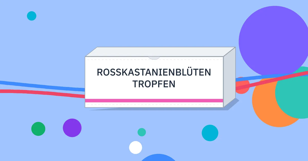 Symbolbild: Packung mit der Aufschrift ROSSKASTANIENBLÜTEN TROPFEN (PZN 14282634) – Verfügbarkeit und Bezug in Apotheken in Frankfurt am Main