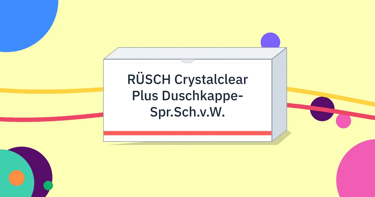 Symbolbild: Packung mit der Aufschrift RÜSCH Crystalclear Plus Duschkappe-Spr.Sch.v.W. (PZN 03435649) – Verfügbarkeit und Bezug in Apotheken in Frankfurt am Main