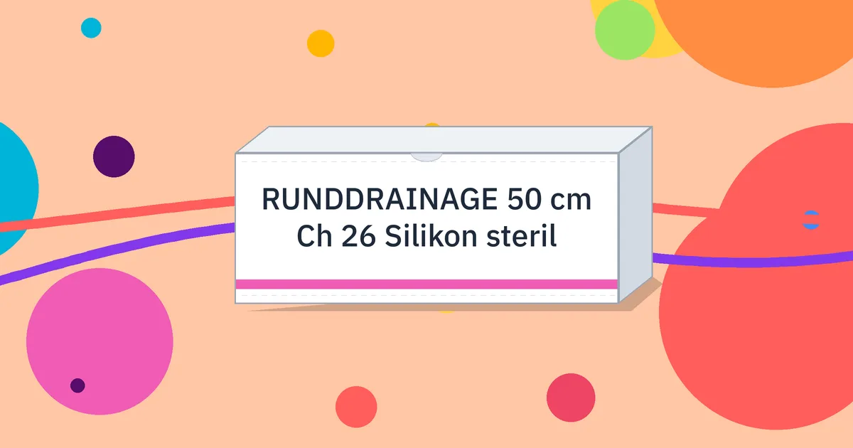 Symbolbild: Packung mit der Aufschrift RUNDDRAINAGE 50 cm Ch 26 Silikon steril (PZN 05867407) – Verfügbarkeit und Bezug in Apotheken in Frankfurt am Main