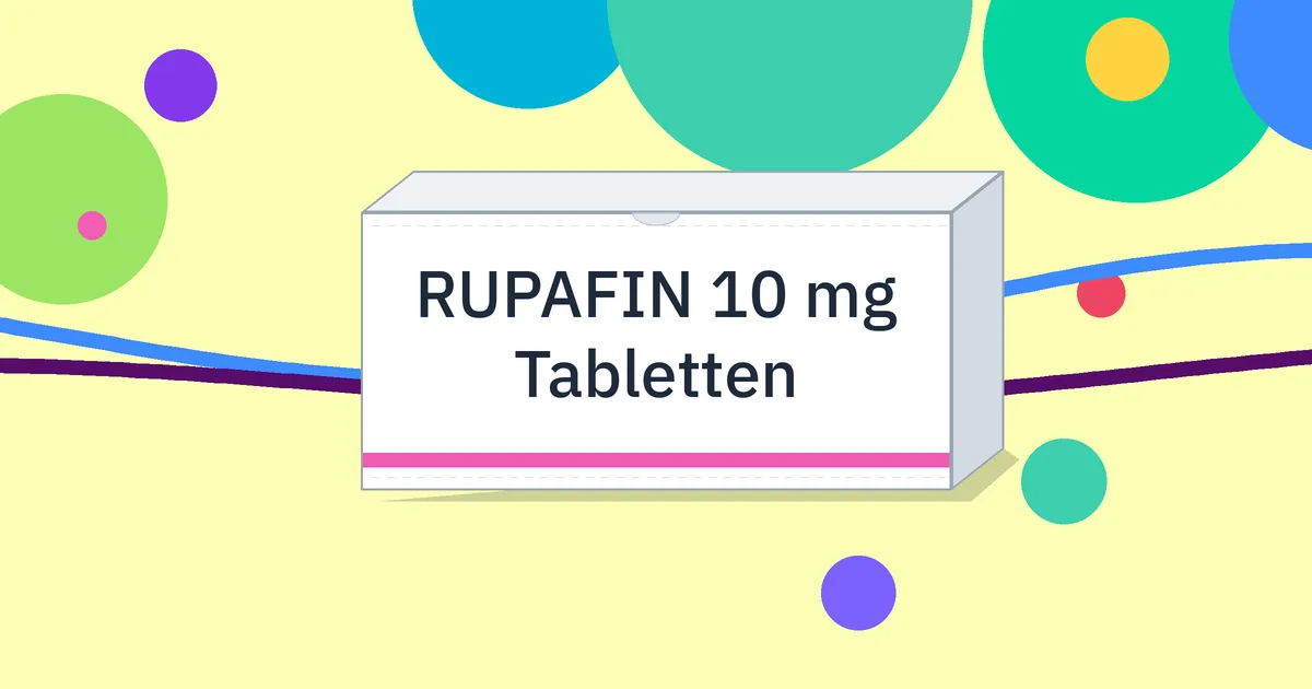 Symbolbild: Packung mit der Aufschrift RUPAFIN 10 mg Tabletten (PZN 08922590) – Verfügbarkeit und Bezug in Apotheken in Frankfurt am Main