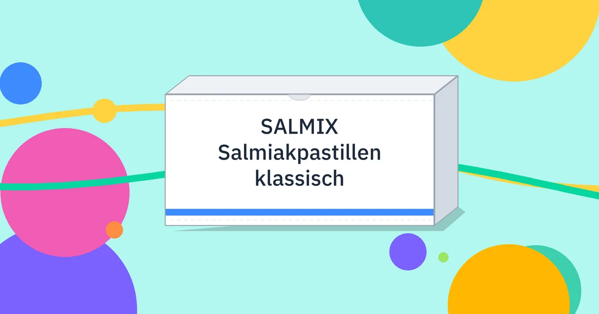 Symbolbild: Packung mit der Aufschrift SALMIX Salmiakpastillen klassisch (PZN 13785356) – Verfügbarkeit und Bezug in Apotheken in Frankfurt am Main