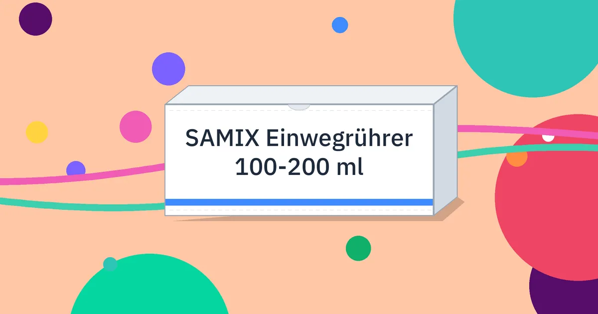 Symbolbild: Packung mit der Aufschrift SAMIX Einwegrührer 100-200 ml (PZN 19987641) – Verfügbarkeit und Bezug in Apotheken in Frankfurt am Main