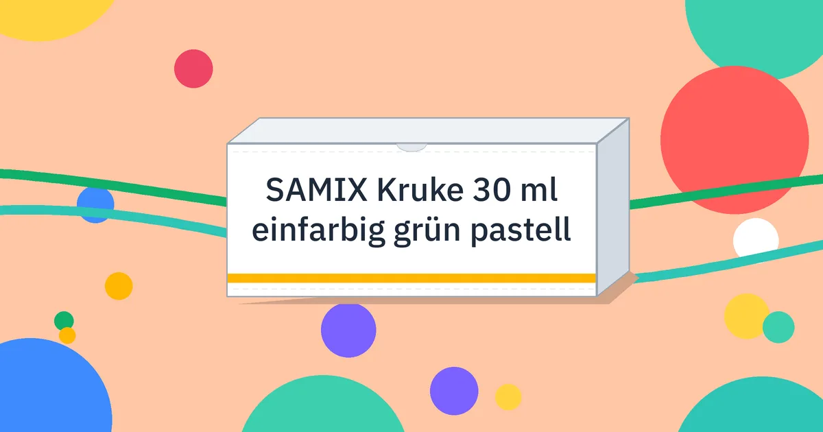 Symbolbild: Packung mit der Aufschrift SAMIX Kruke 30 ml einfarbig grün pastell (PZN 11480581) – Verfügbarkeit und Bezug in Apotheken in Frankfurt am Main