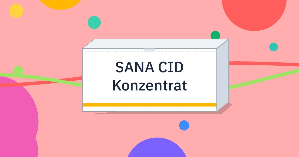 Symbolbild: Packung mit der Aufschrift SANA CID Konzentrat (PZN 12870545) – Verfügbarkeit und Bezug in Apotheken in Frankfurt am Main