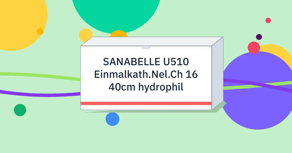 Symbolbild: Packung mit der Aufschrift SANABELLE U510 Einmalkath.Nel.Ch 16 40cm hydrophil (PZN 15269558) – Verfügbarkeit und Bezug in Apotheken in Frankfurt am Main