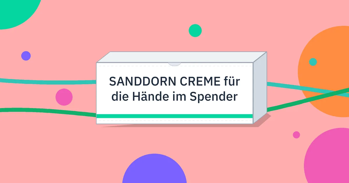 Symbolbild: Packung mit der Aufschrift SANDDORN CREME für die Hände im Spender (PZN 13514663) – Verfügbarkeit und Bezug in Apotheken in Frankfurt am Main