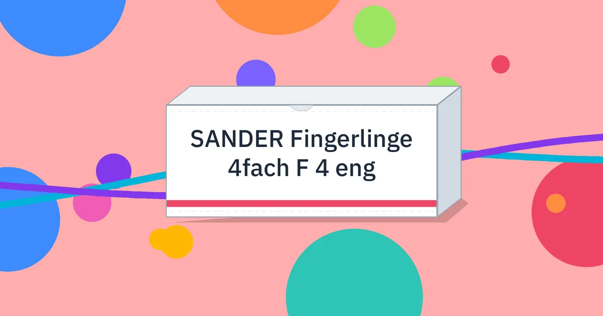Symbolbild: Packung mit der Aufschrift SANDER Fingerlinge 4fach F 4 eng (PZN 10014606) – Verfügbarkeit und Bezug in Apotheken in Frankfurt am Main