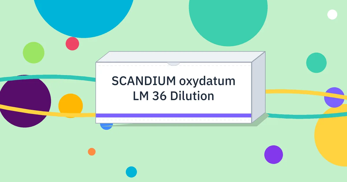 Symbolbild: Packung mit der Aufschrift SCANDIUM oxydatum LM 36 Dilution (PZN 13183781) – Verfügbarkeit und Bezug in Apotheken in Frankfurt am Main