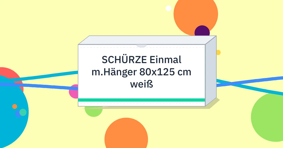 Symbolbild: Packung mit der Aufschrift SCHÜRZE Einmal m.Hänger 80x125 cm weiß (PZN 10414062) – Verfügbarkeit und Bezug in Apotheken in Frankfurt am Main