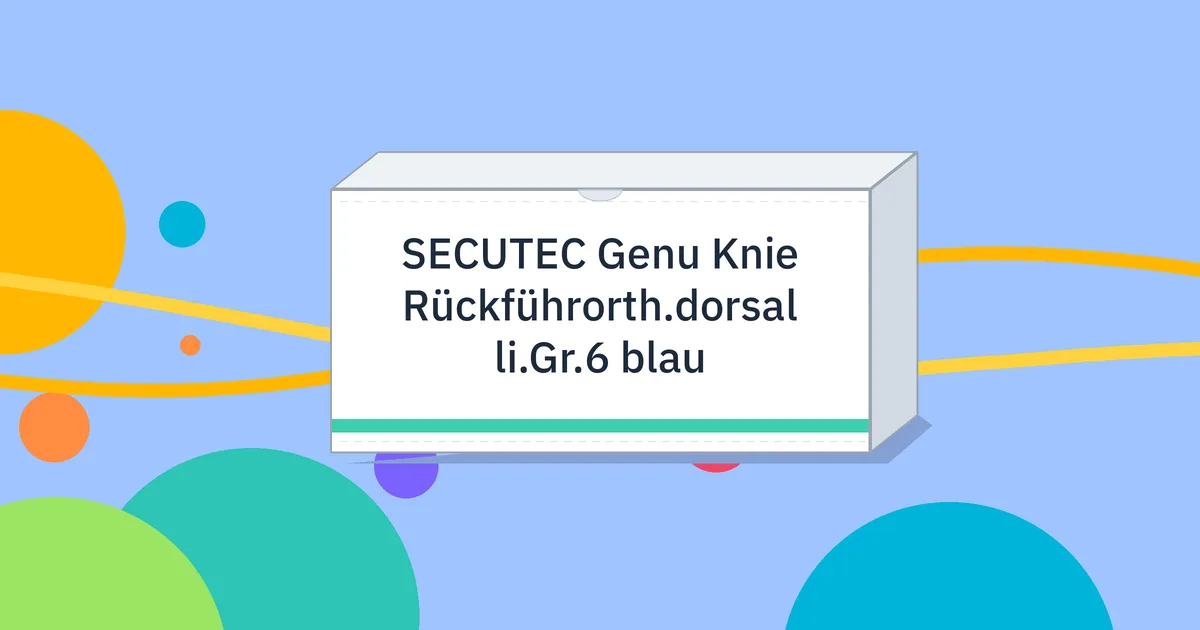 Symbolbild: Packung mit der Aufschrift SECUTEC Genu Knie Rückführorth.dorsal li.Gr.6 blau (PZN 17411351) – Verfügbarkeit und Bezug in Apotheken in Frankfurt am Main