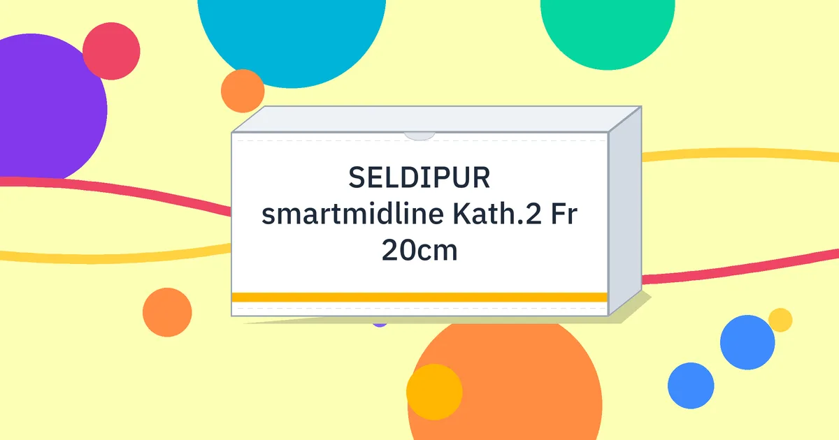 Symbolbild: Packung mit der Aufschrift SELDIPUR smartmidline Kath.2 Fr 20cm (PZN 15263136) – Verfügbarkeit und Bezug in Apotheken in Frankfurt am Main