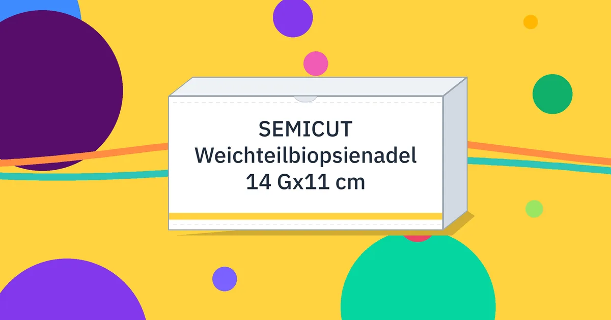Symbolbild: Packung mit der Aufschrift SEMICUT Weichteilbiopsienadel 14 Gx11 cm (PZN 19735744) – Verfügbarkeit und Bezug in Apotheken in Frankfurt am Main