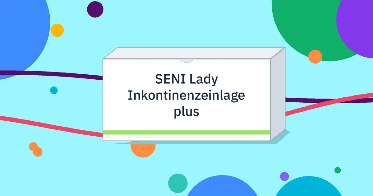 Symbolbild: Packung mit der Aufschrift SENI Lady Inkontinenzeinlage plus (PZN 20322409) – Verfügbarkeit und Bezug in Apotheken in Frankfurt am Main
