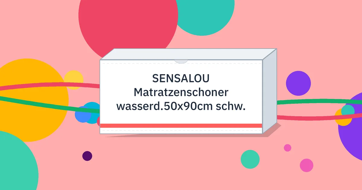 Symbolbild: Packung mit der Aufschrift SENSALOU Matratzenschoner wasserd.50x90cm schw. (PZN 20739612) – Verfügbarkeit und Bezug in Apotheken in Frankfurt am Main