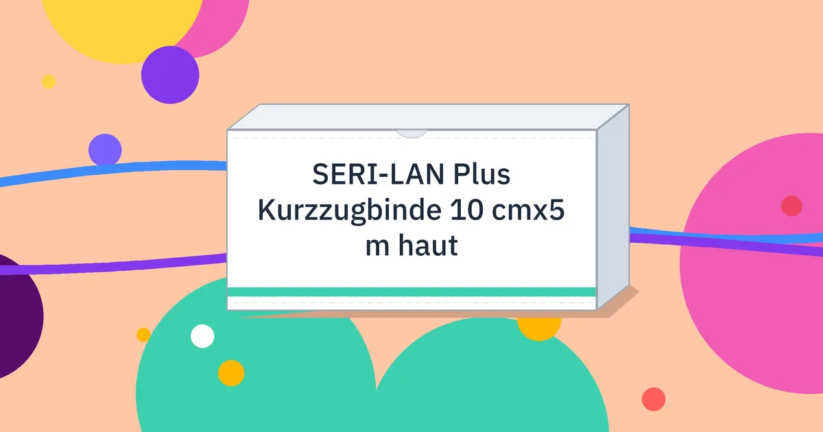 Symbolbild: Packung mit der Aufschrift SERI-LAN Plus Kurzzugbinde 10 cmx5 m haut (PZN 00851063) – Verfügbarkeit und Bezug in Apotheken in Frankfurt am Main