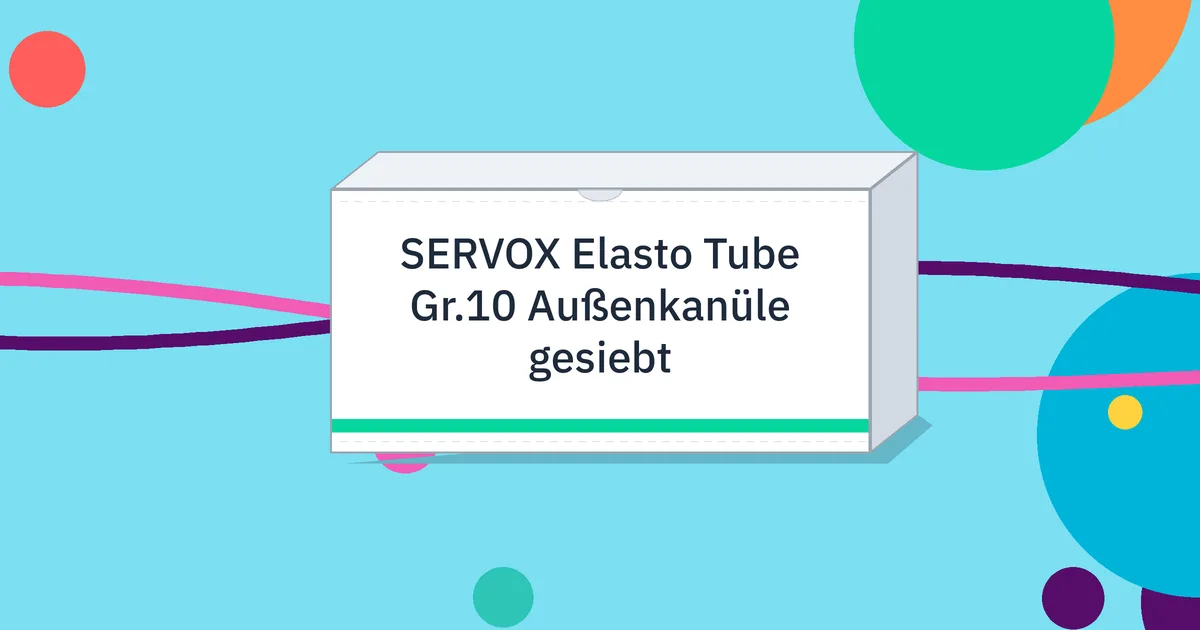 Symbolbild: Packung mit der Aufschrift SERVOX Elasto Tube Gr.10 Außenkanüle gesiebt (PZN 07424507) – Verfügbarkeit und Bezug in Apotheken in Frankfurt am Main