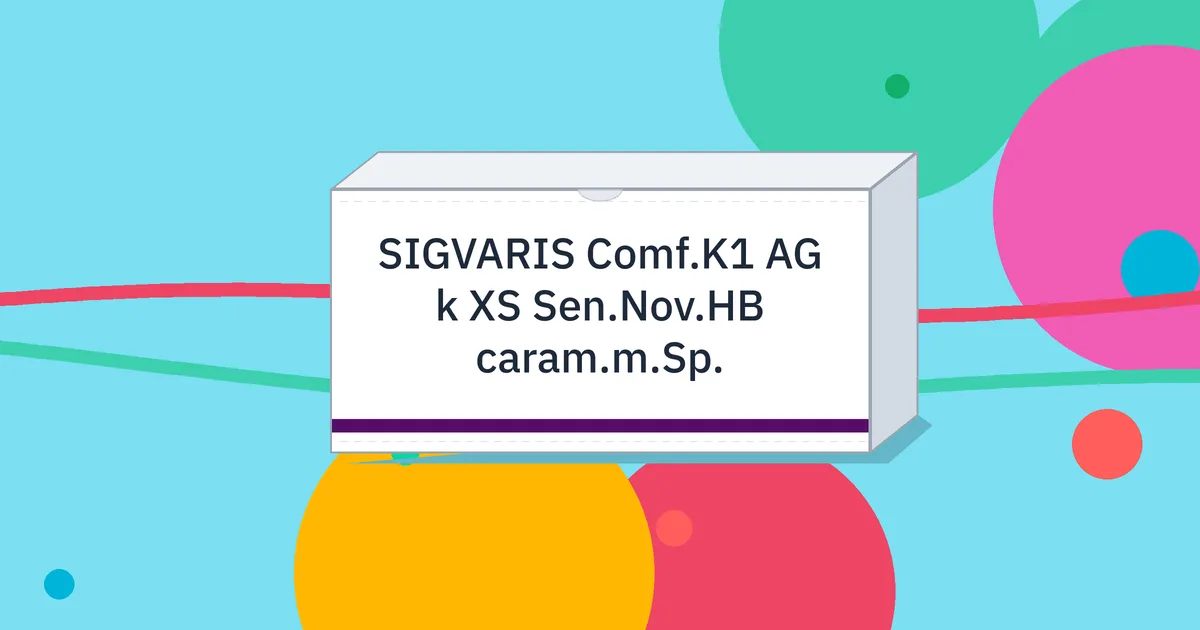 Symbolbild: Packung mit der Aufschrift SIGVARIS Comf.K1 AG k XS Sen.Nov.HB caram.m.Sp. (PZN 17101656) – Verfügbarkeit und Bezug in Apotheken in Frankfurt am Main
