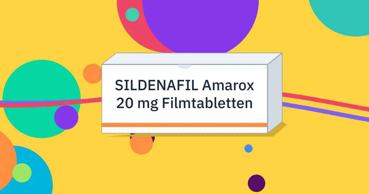 Symbolbild: Packung mit der Aufschrift SILDENAFIL Amarox 20 mg Filmtabletten (PZN 16804798) – Verfügbarkeit und Bezug in Apotheken in Frankfurt am Main