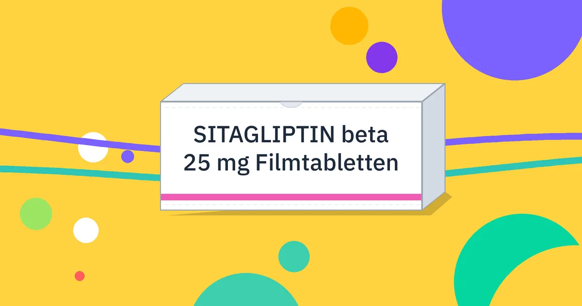 Symbolbild: Packung mit der Aufschrift SITAGLIPTIN beta 25 mg Filmtabletten (PZN 17623159) – Verfügbarkeit und Bezug in Apotheken in Frankfurt am Main