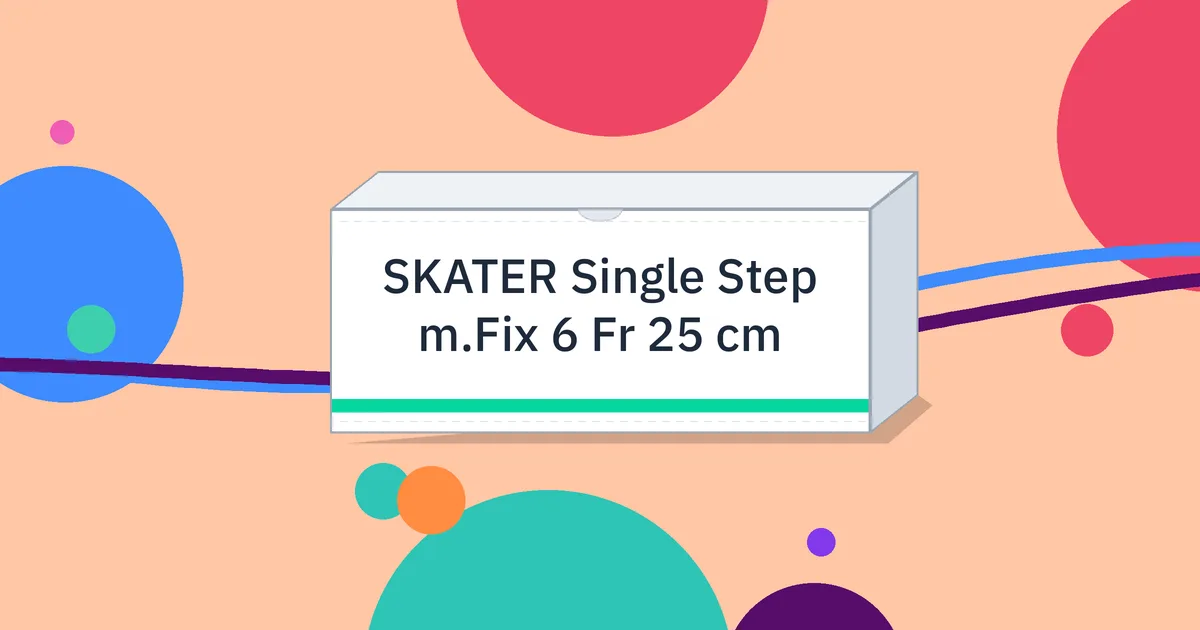 Symbolbild: Packung mit der Aufschrift SKATER Single Step m.Fix 6 Fr 25 cm (PZN 06770325) – Verfügbarkeit und Bezug in Apotheken in Frankfurt am Main