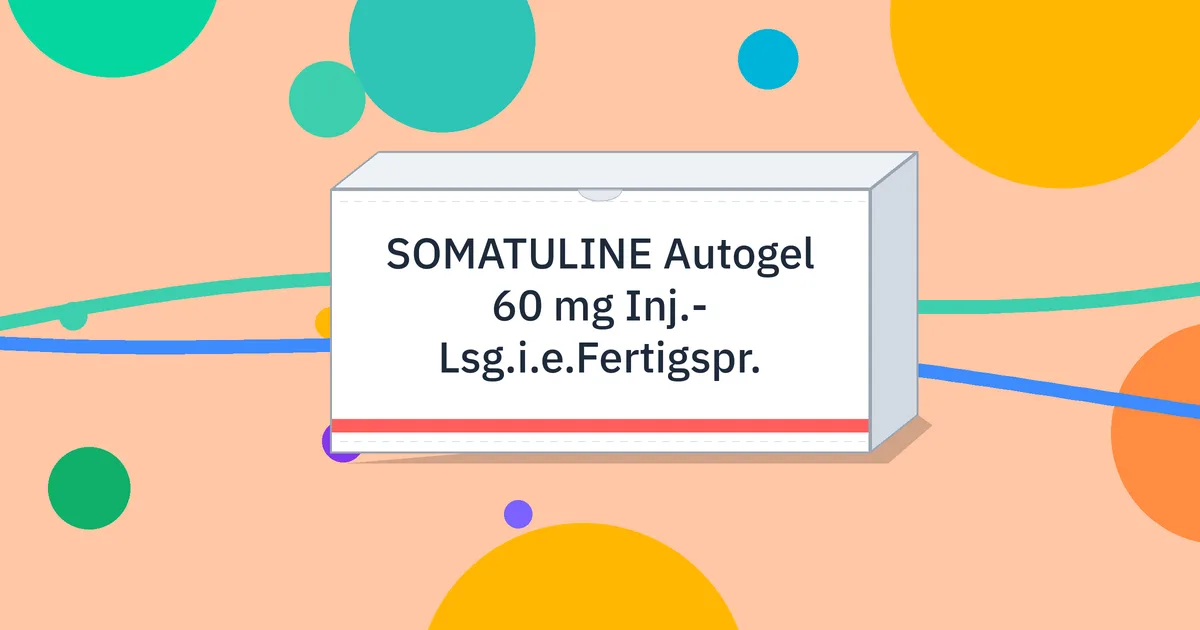 Symbolbild: Packung mit der Aufschrift SOMATULINE Autogel 60 mg Inj.-Lsg.i.e.Fertigspr. (PZN 19491621) – Verfügbarkeit und Bezug in Apotheken in Frankfurt am Main