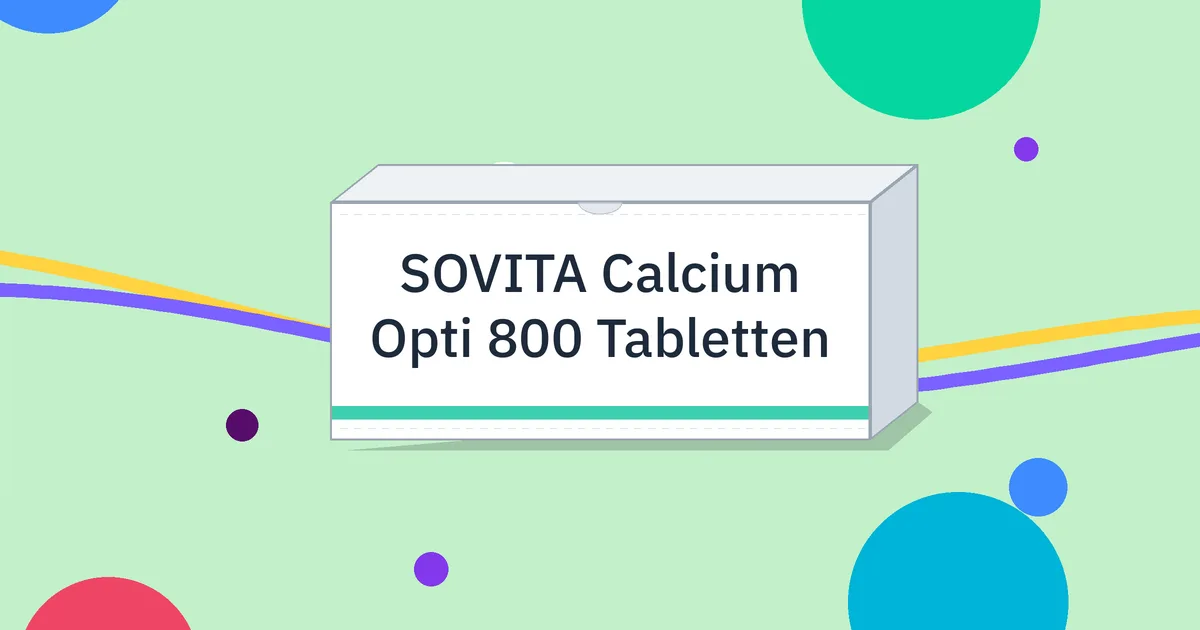 Symbolbild: Packung mit der Aufschrift SOVITA Calcium Opti 800 Tabletten (PZN 15821636) – Verfügbarkeit und Bezug in Apotheken in Frankfurt am Main