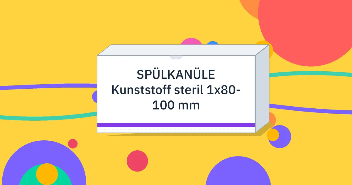 Symbolbild: Packung mit der Aufschrift SPÜLKANÜLE Kunststoff steril 1x80-100 mm (PZN 19988149) – Verfügbarkeit und Bezug in Apotheken in Frankfurt am Main